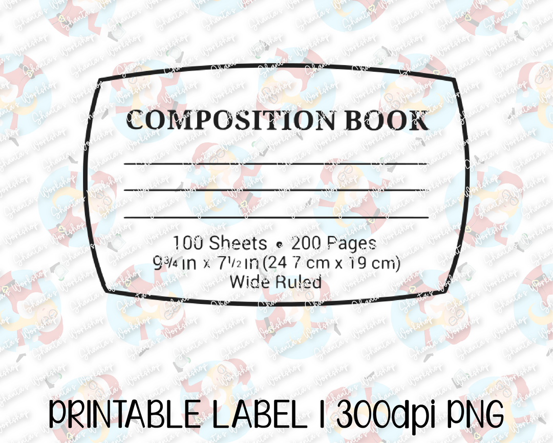 Composition Book Label - PNG – Shantas-Workshop