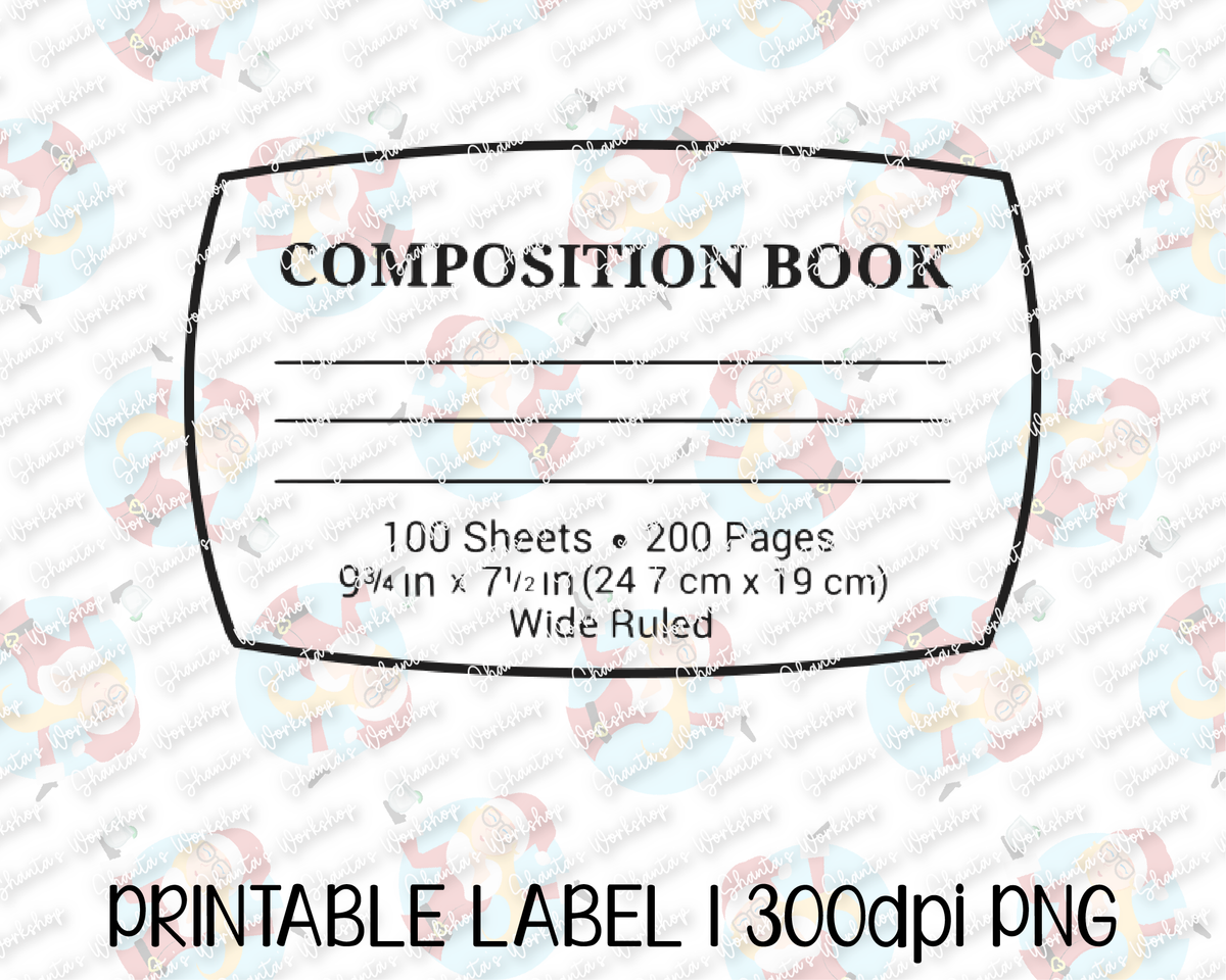 Composition Book Label - PNG – Shantas-Workshop