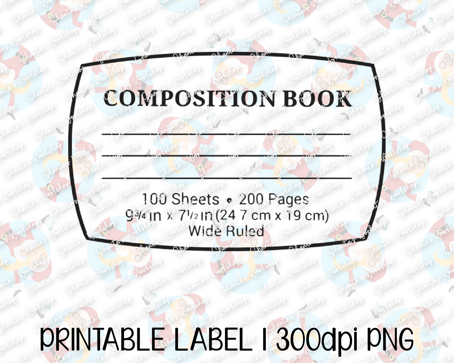 Composition Book Label - PNG – Shantas-Workshop