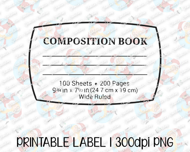 Composition Book Label - PNG – Shantas-Workshop