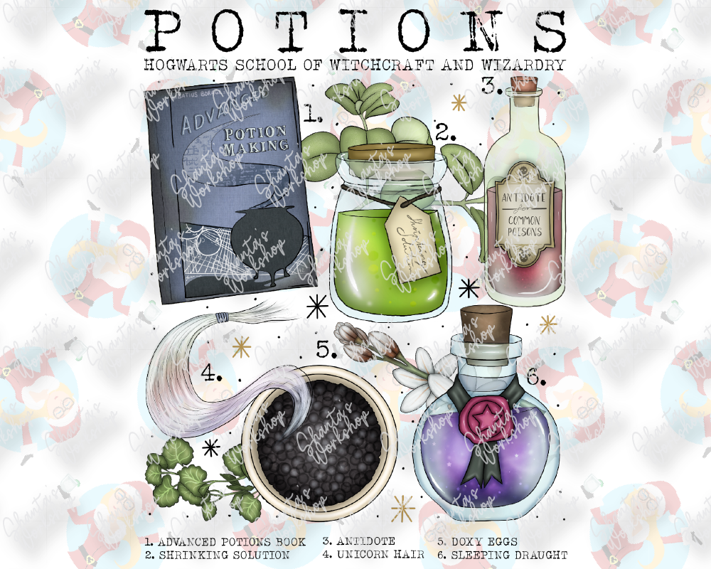 Potions Class Chart | Wizard School | Sublimation Transfer | DIY T-Shi ...